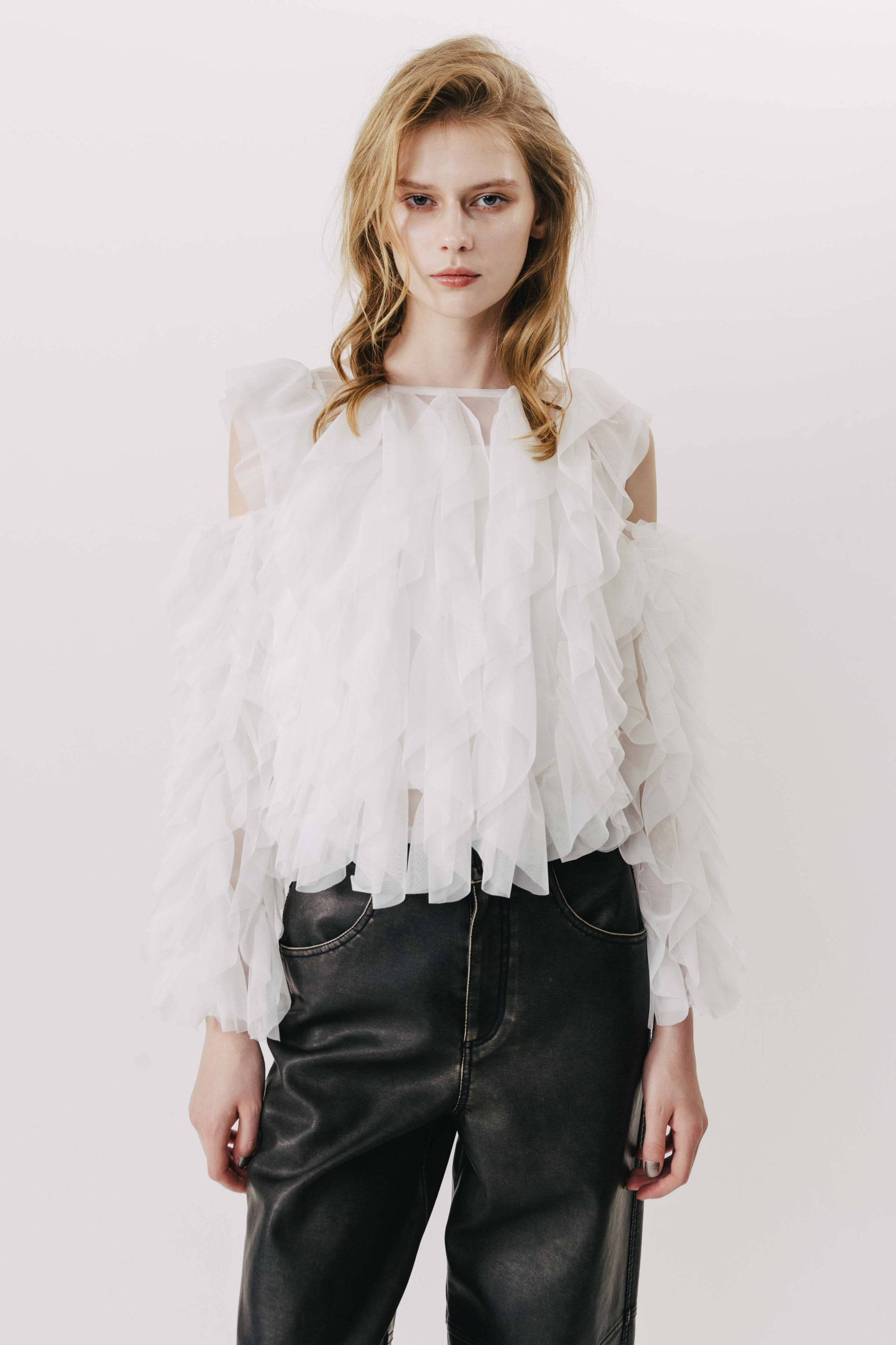 (4WAY) Gardenia tulle frill tops